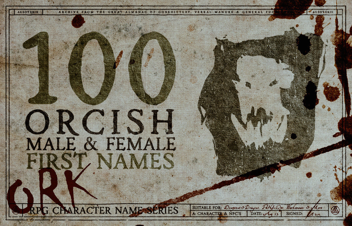 100 Orc names for your dnd and rpg characters and npcs – Aesoterik